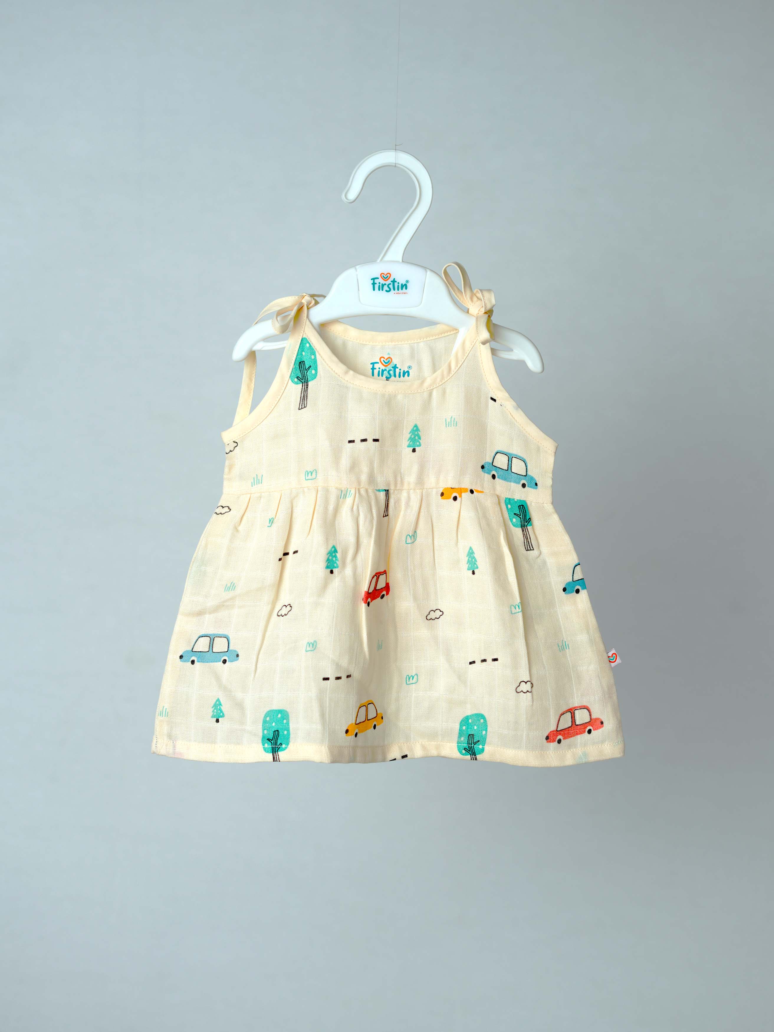 FIRSTIN Muslin Knotted Frock - Vanilla Pine – FIRSTIN ONLINE